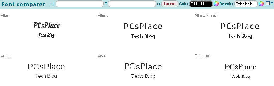 Font Comparer - Compare Fonts Online For Free | PCs Place